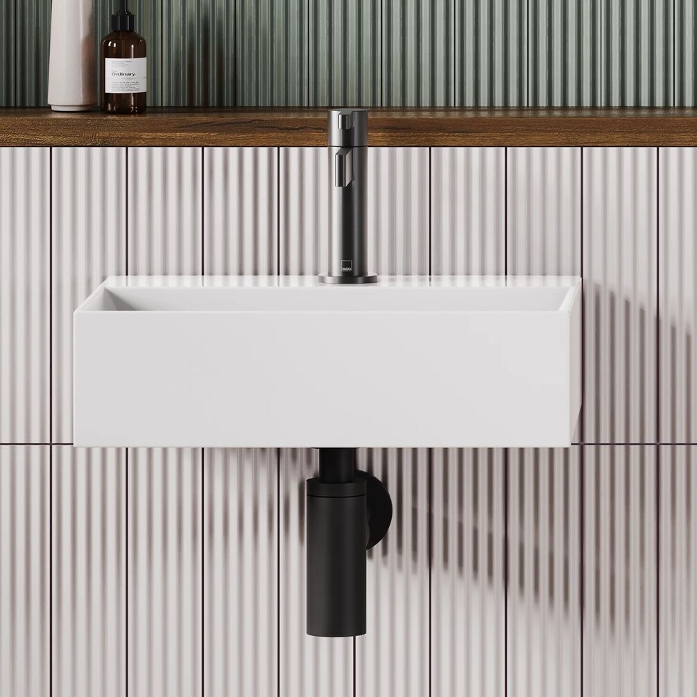 Zero3 400 x 300 White Wall Hung Basin | Sanctuary Bathrooms